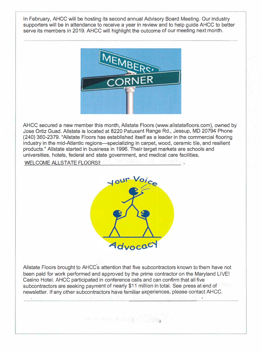 January 2019 - AHCC Alliance for Hispanic Commercial Contractors